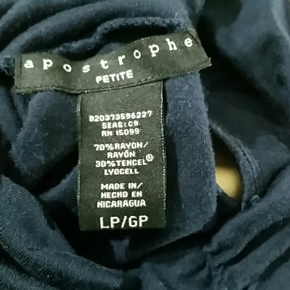 Apostrophe | Tops | Apostrophe Blue Ruche Collar Blouse L Petite | Poshmark